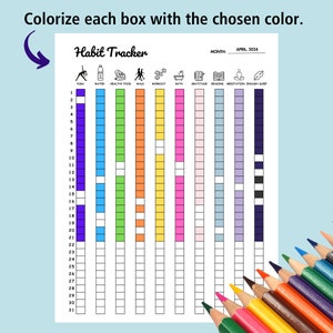 Habit Tracker Printable Daily Monthly Habit Challenge PDF Daily Routine ...