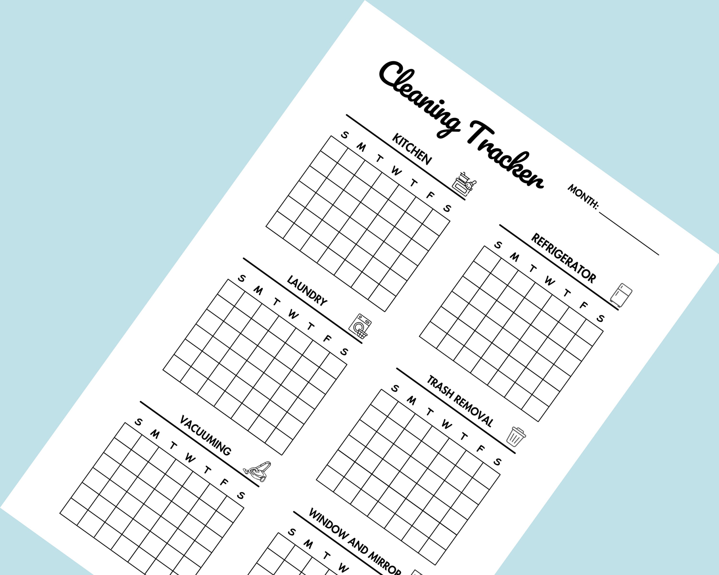 Cleaning Tracker Printable House Task Tracker PDF Daily House Chore ...