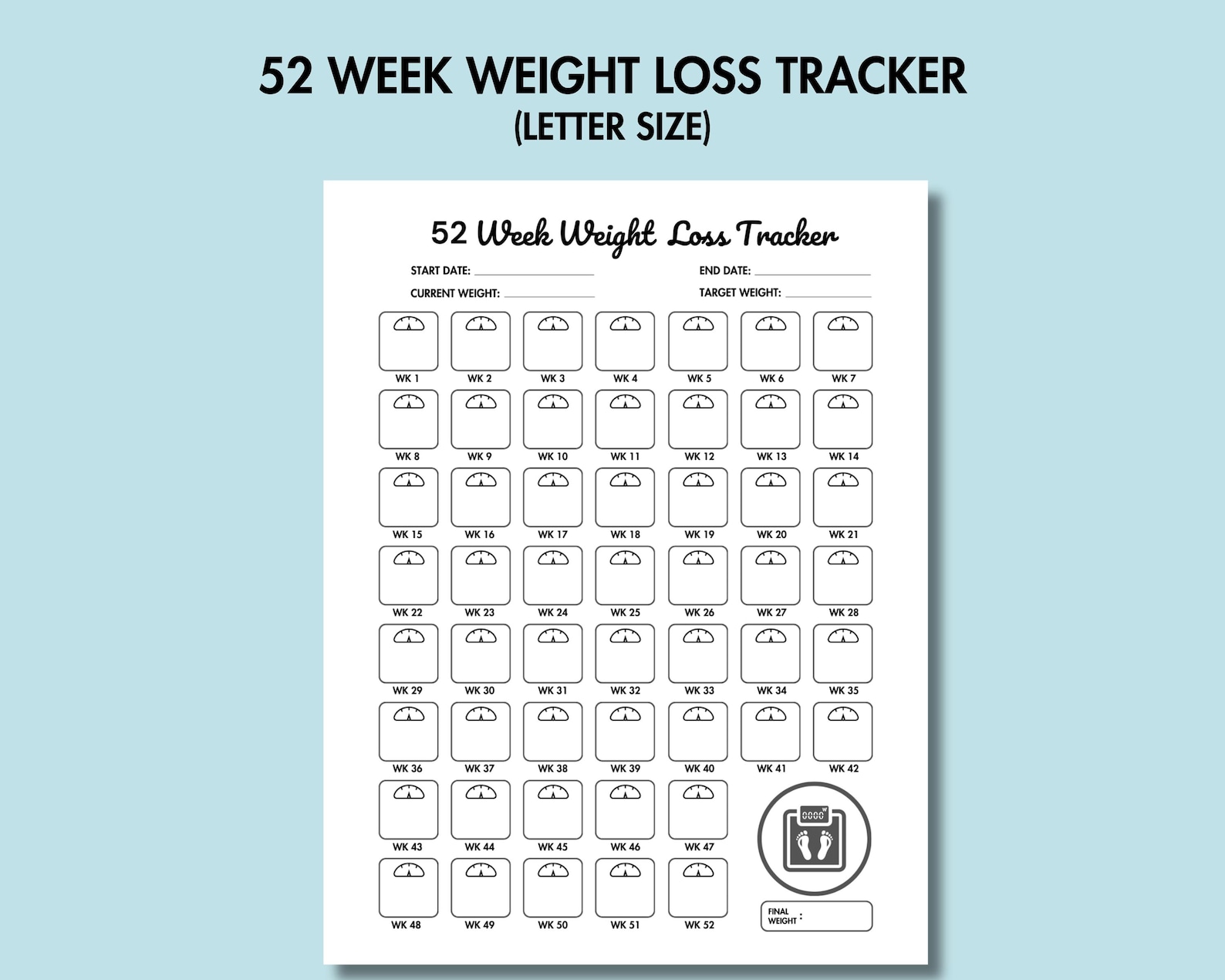 Weight Loss Tracker Printable Body Measurement Log Weight Management ...