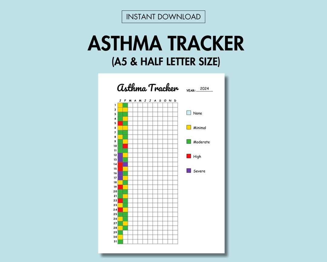 Asthma Tracker Printable Monthly Asthma Log & Inhaler Tracker ...