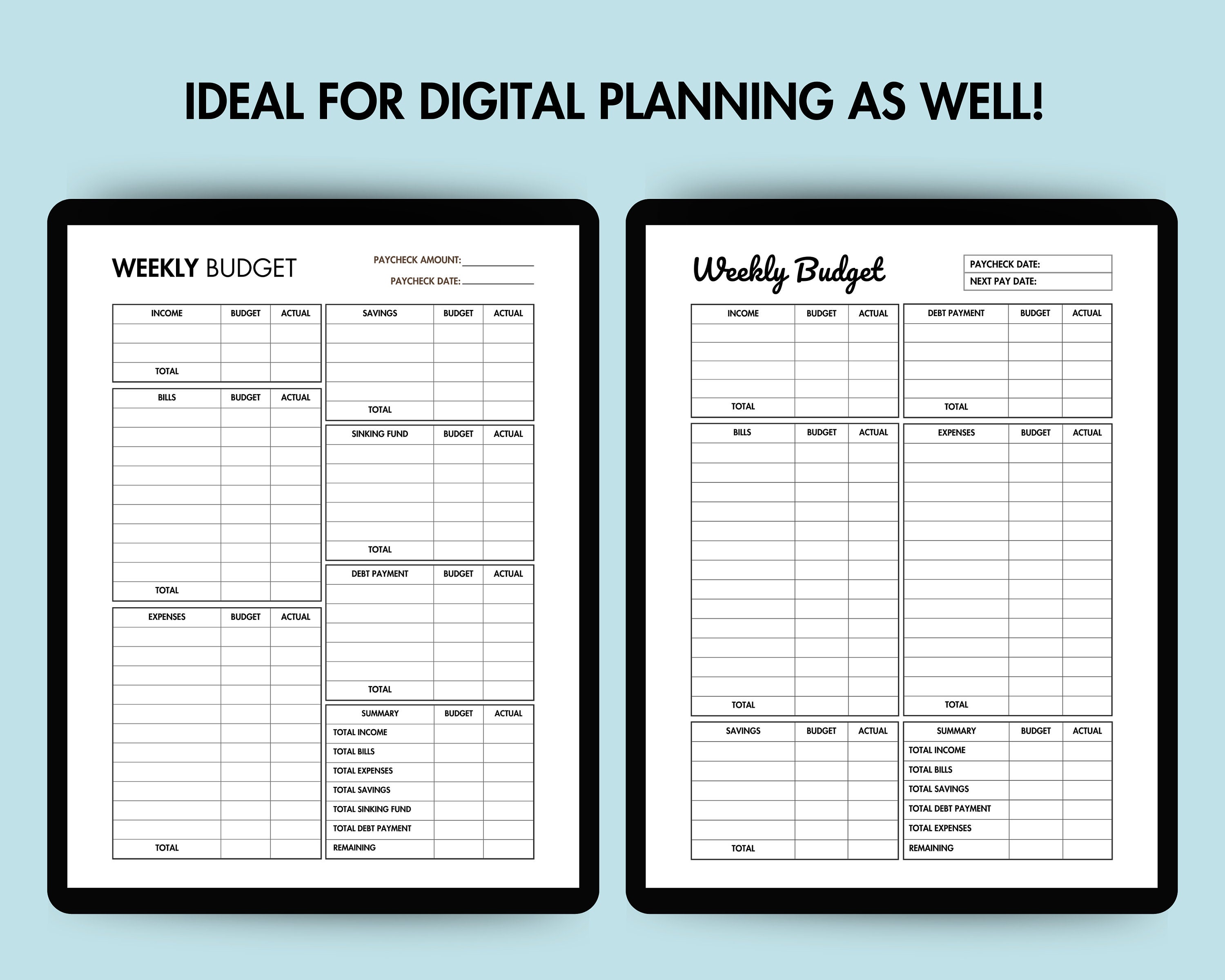 Weekly Budget Planner, Budget by Paycheck, Weekly Paycheck Planner ...