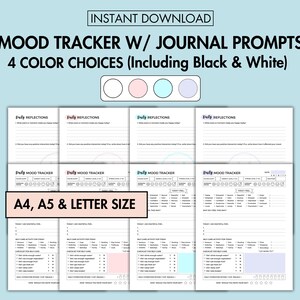 Daily Mood Tracker Printable Mood Journal With Journal Prompts PDF ...