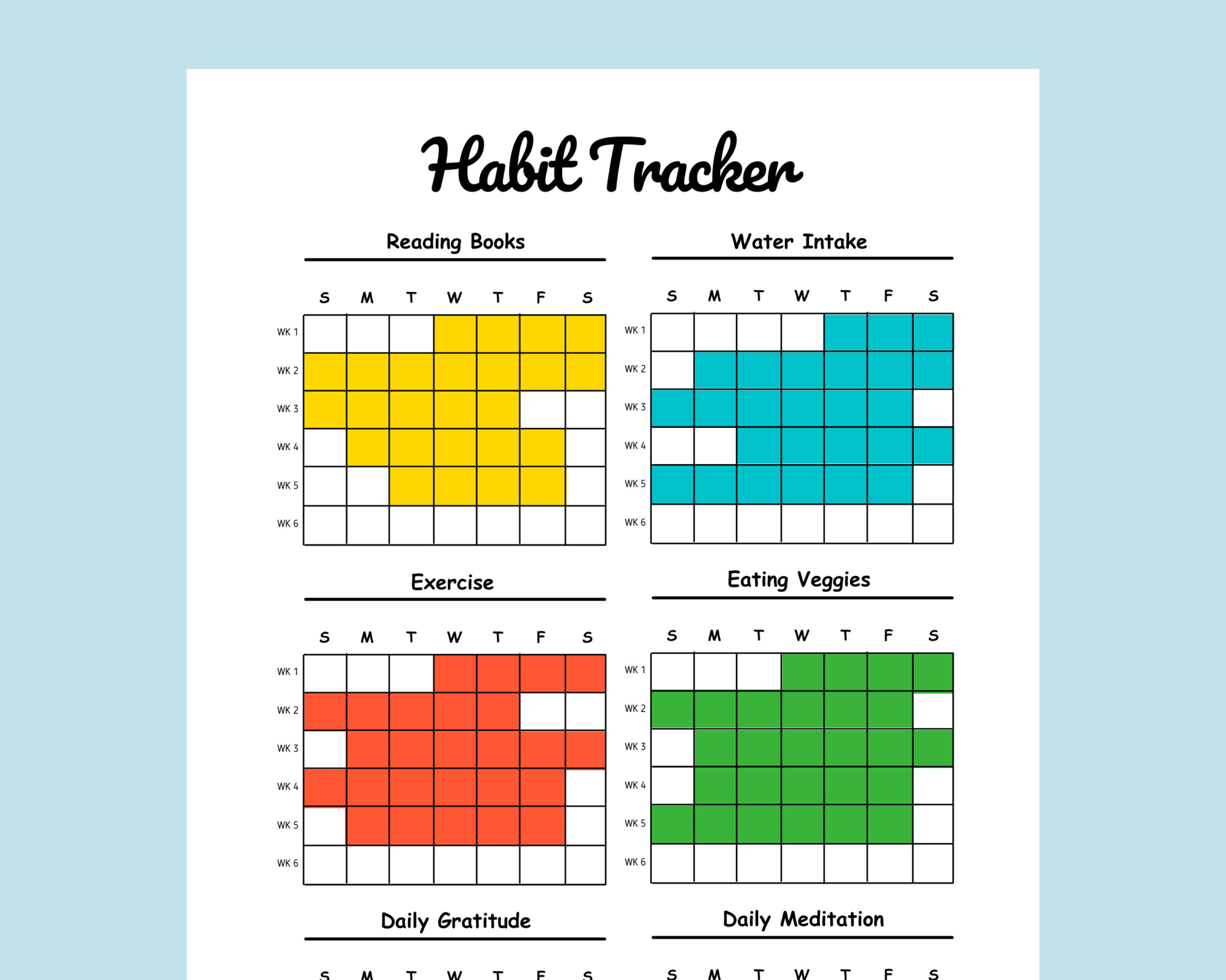 Habit Tracker Printable Weekly Monthly Habit Tracking Chart Goal ...