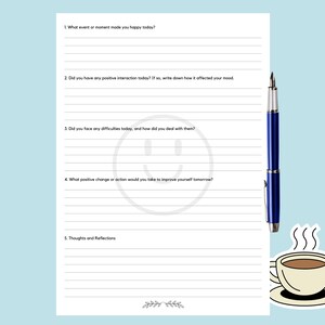 Daily Mood Tracker Journal Printable Self Care Planner Checklist PDF ...