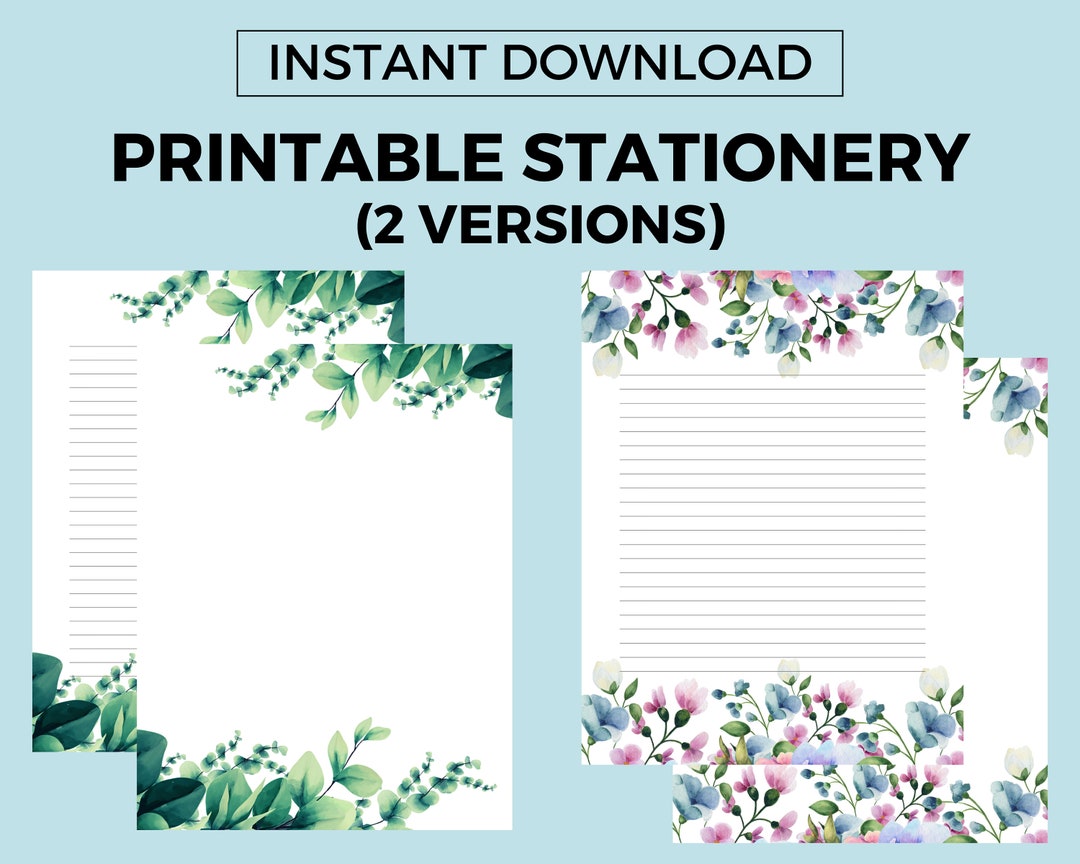 Printable Stationery Instant Download Greenery Plant Writing - Etsy
