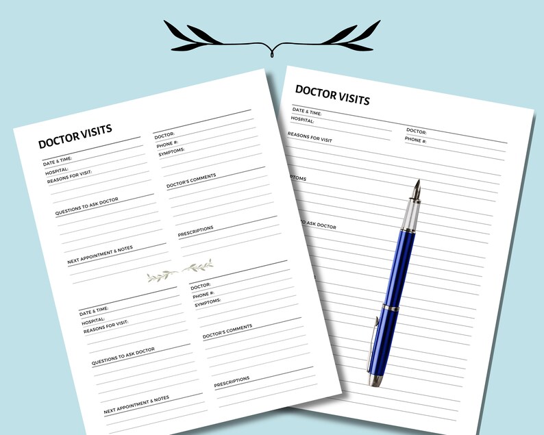 Doctor Visit Tracker Printable Medical Appointment Tracker PDF ...