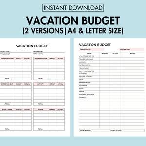 Vacation Budget Planner Printable Travel Budget Planner PDF Vacation ...