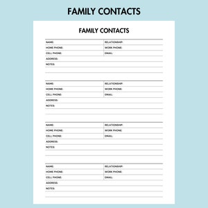 Contact List Printable Address Book PDF Home Emergency Contact List ...