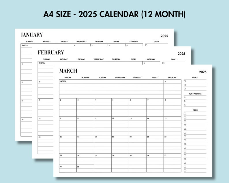 2025 Monthly Calendar Printable 2025 Monthly Planner 2025 Lined ...