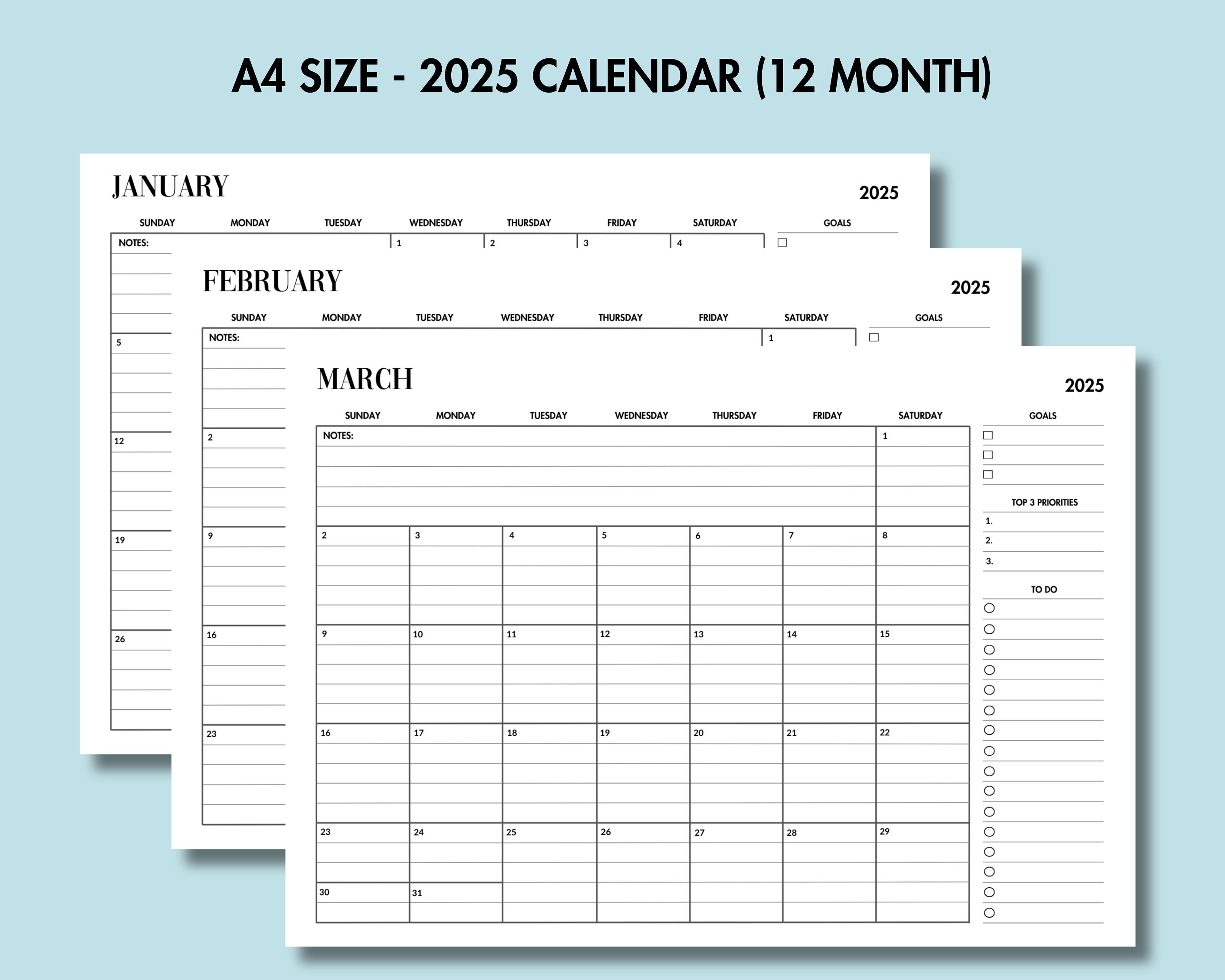 2025 Monthly Calendar Printable 2025 Monthly Planner 2025 Lined ...