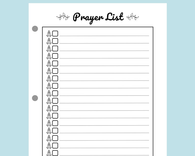 Prayer List Printable Daily Prayer List Organizer PDF, Family Prayer ...