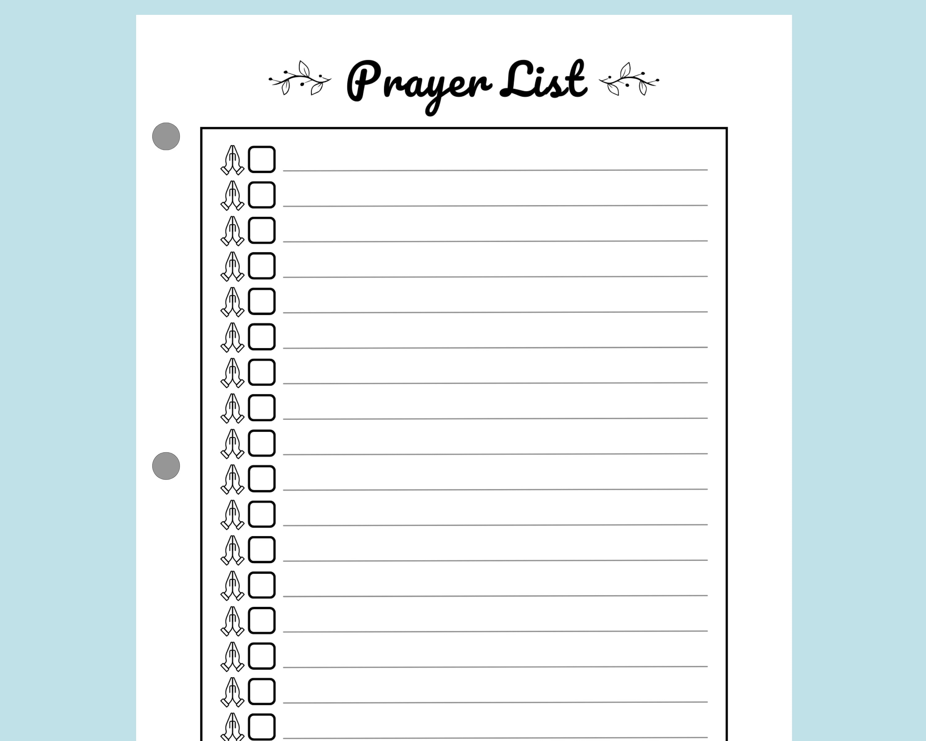 Prayer List Printable Daily Prayer List Organizer PDF, Family Prayer ...
