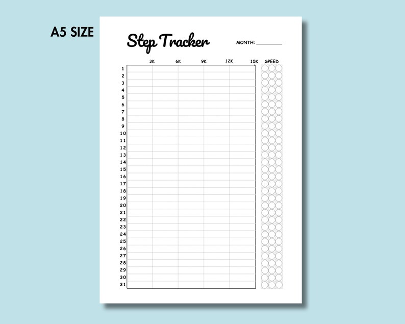 Daily Step Tracker Planner Printable Journal Page Exercise Tracker ...