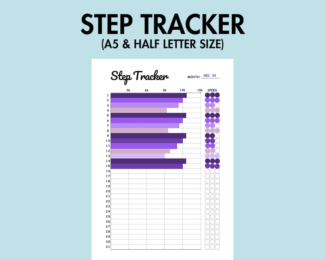 Step Tracker Printable Step Goal Planner Daily Exercise Tracker PDF ...