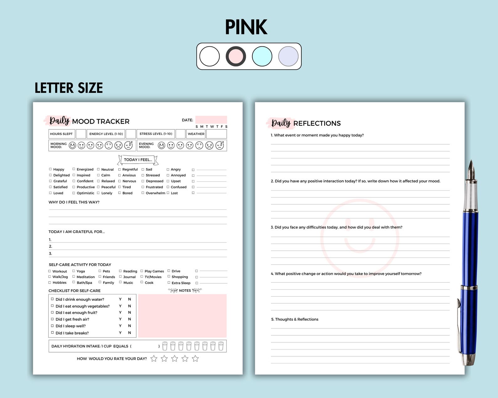 Daily Mood Tracker Printable Mood Journal With Journal Prompts PDF ...