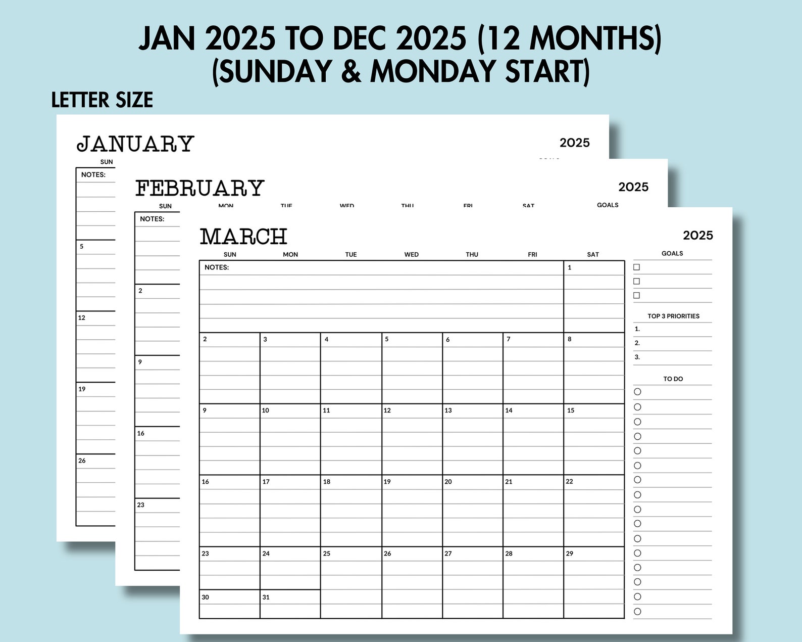 2025 Monthly Calendar Printable 2024 Calendar (2024 Jul to Dec) 2025 ...