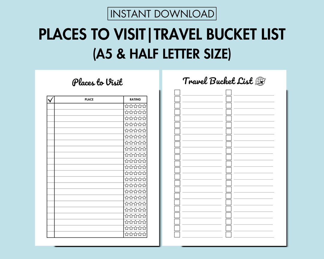 Travel Planner for Family Vacation Printable Travel Bucket List Log PDF ...