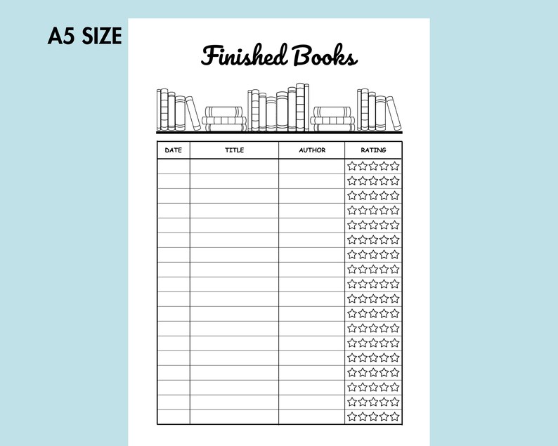 Book Tracker Printable Reading Tracker Finished Book Tracker PDF ...