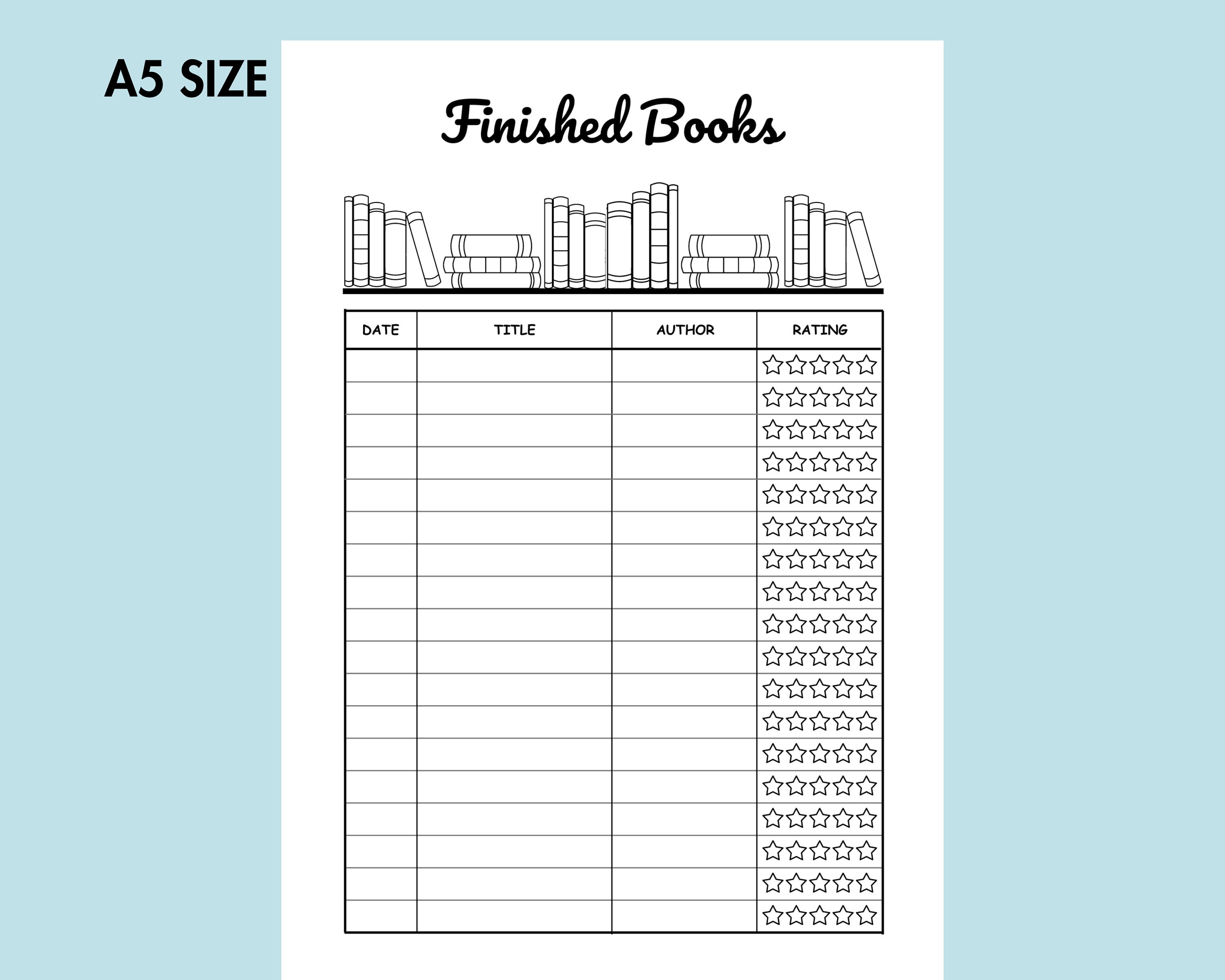 Book Tracker Printable Reading Tracker Finished Book Tracker PDF ...