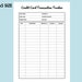 Credit Card Transaction Tracker Printable Debt Tracker PDF, Personal ...