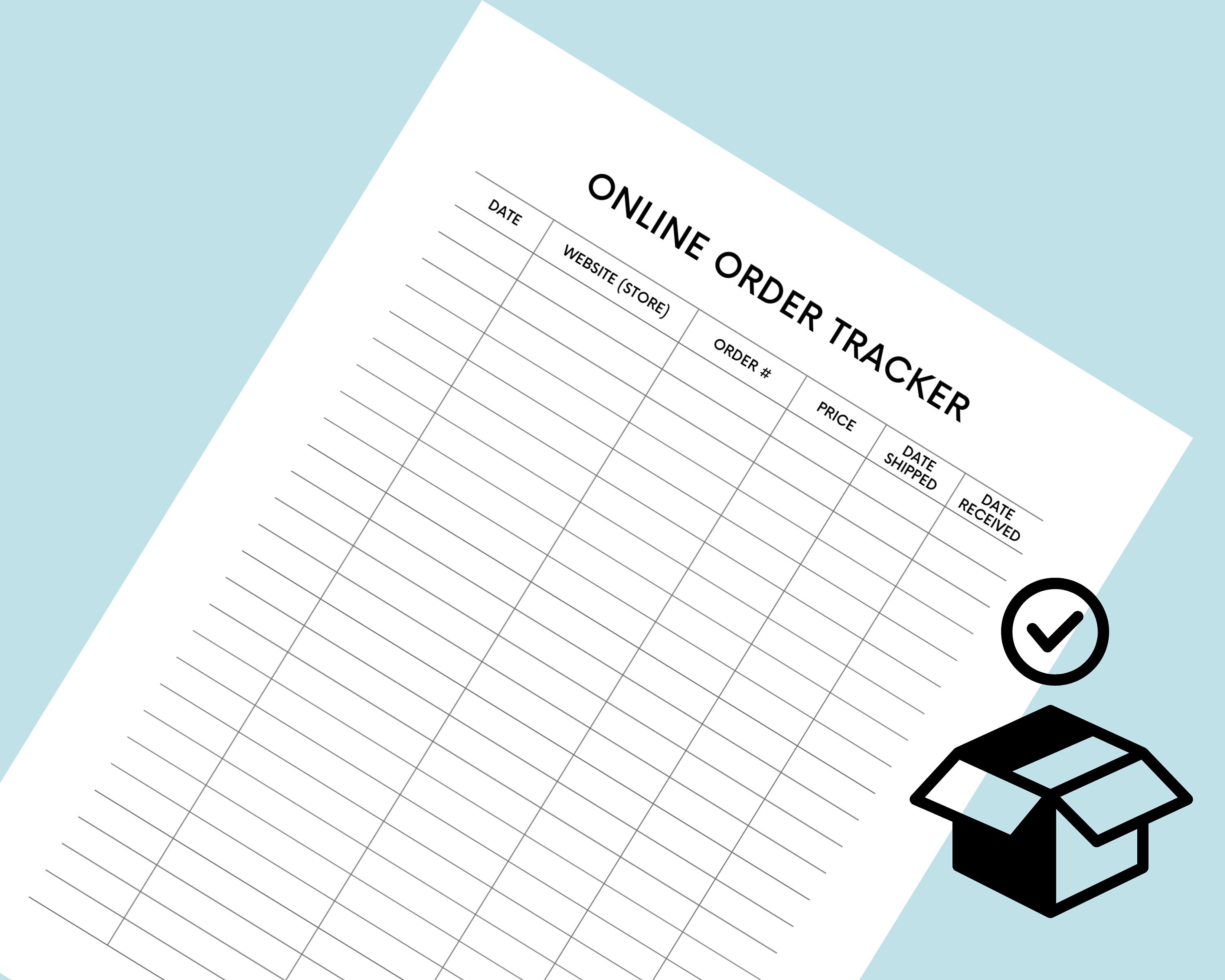 Online Order Tracker Printable Order Form Online Purchase Tracker for ...