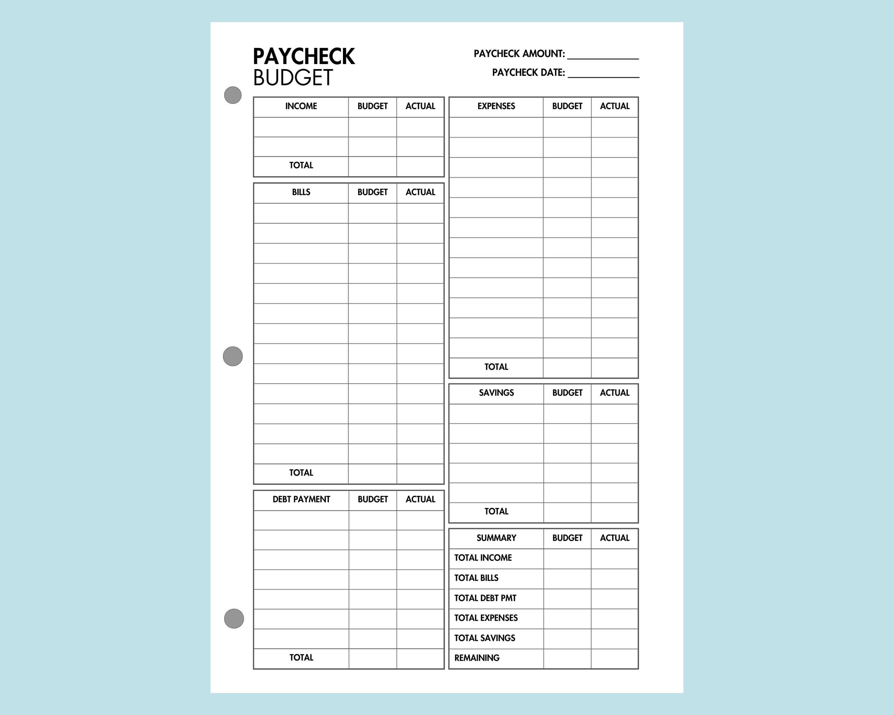 Paycheck Budget Planner Printable Budget by Paycheck PDF, Paycheck ...