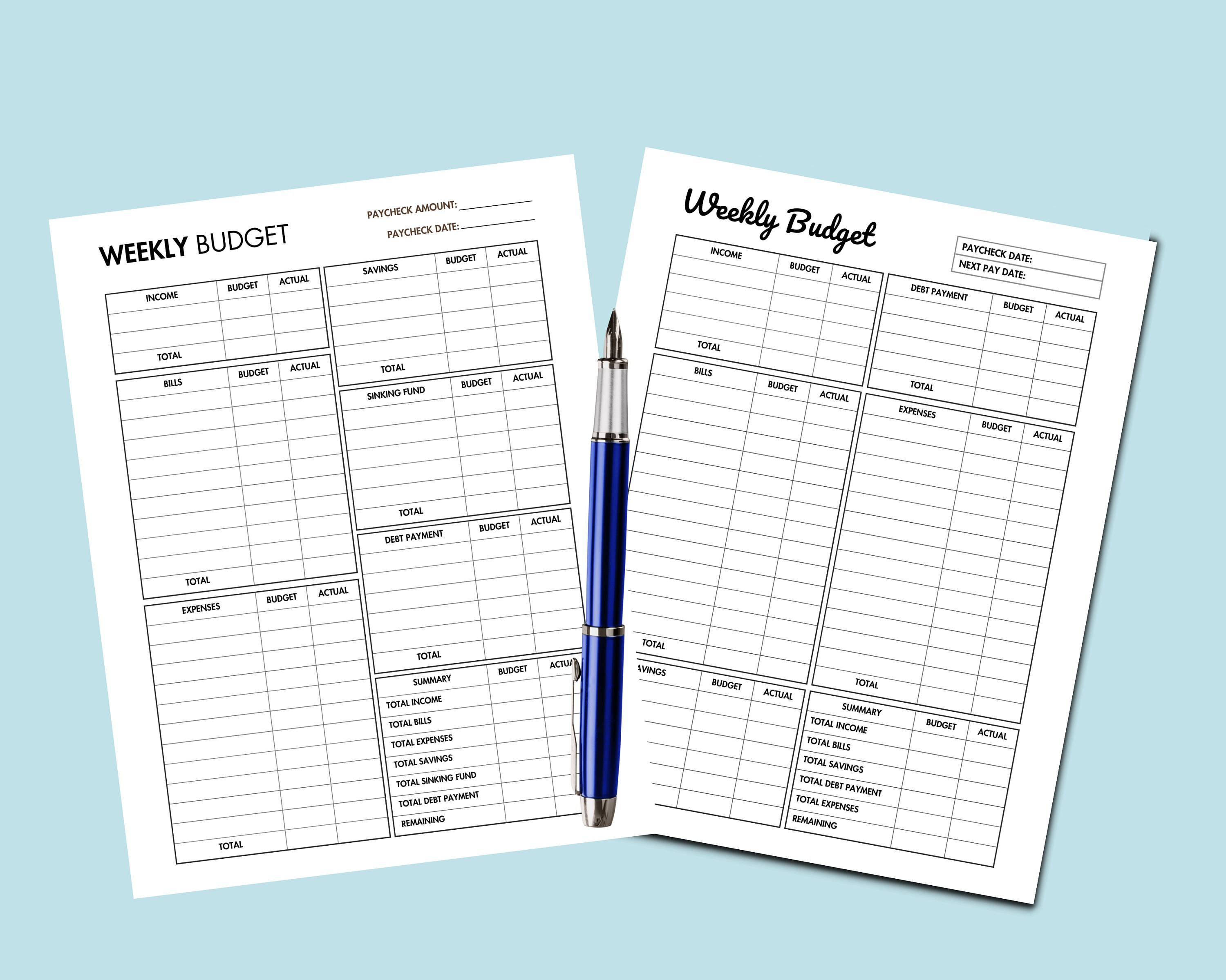 Weekly Budget Planner Printable, Budget by Paycheck PDF, Weekly ...