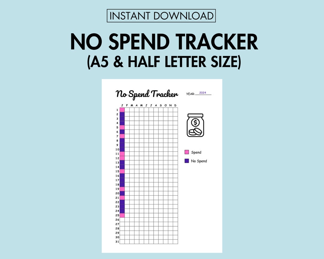 No Spend Tracker Printable No Spending Challenge PDF Money Saving ...