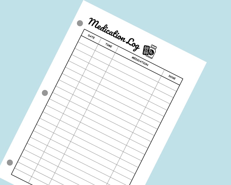 Medication Log Printable Medication Tracker Daily Medicine Tracker PDF ...