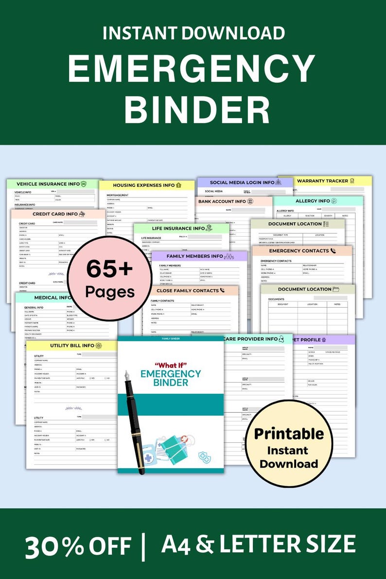 Emergency Binder Printable in Case of Emergency Binder What If ...