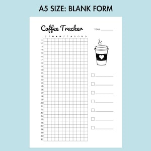 Coffee Tracker Printable Caffeine Log Year in Pixel Daily Yearly Health ...