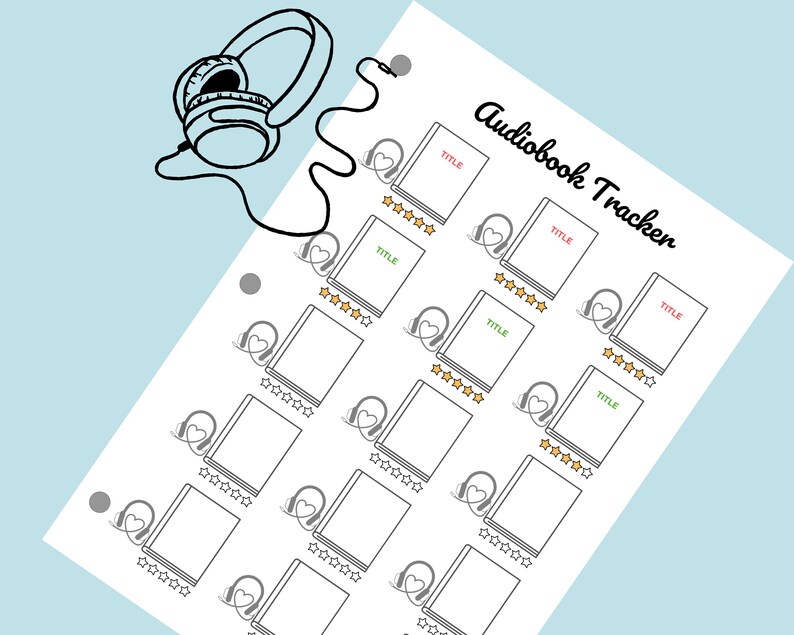 Audiobook Tracker Printable Audiobook Reading Challenge, Audio Book Log ...