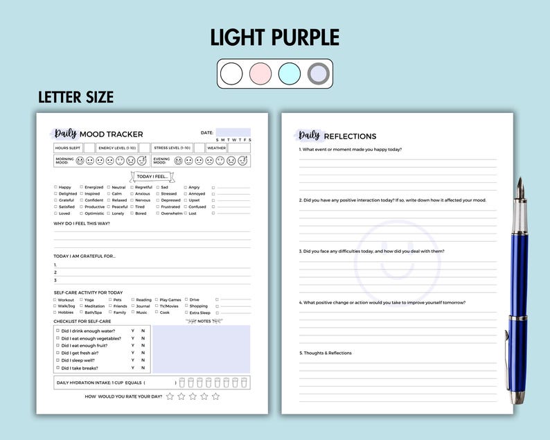 Daily Mood Tracker Printable Mood Journal With Journal Prompts PDF ...