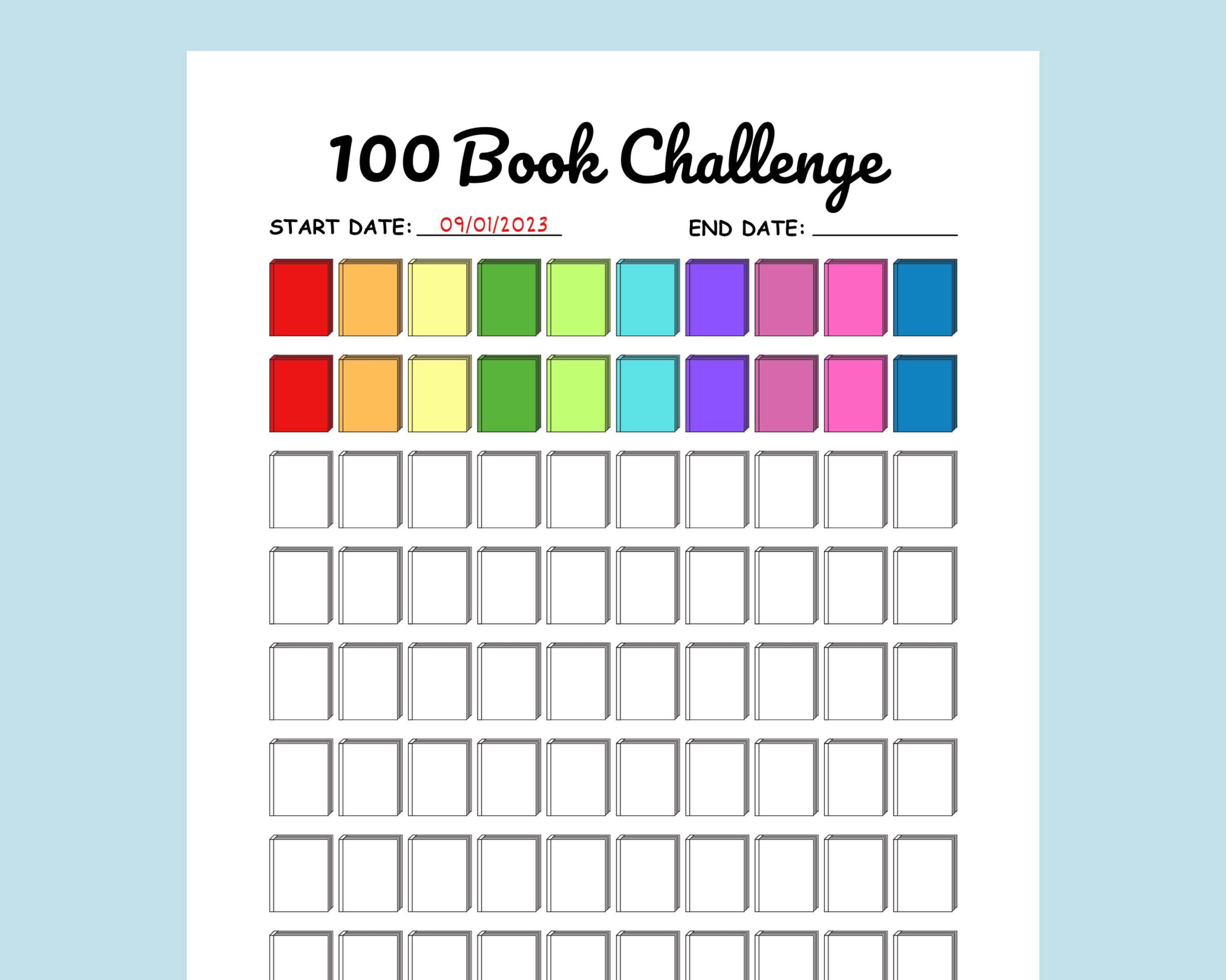 Book Challenge Tracker Printable Reading Tracker PDF 100 Book Tracker ...