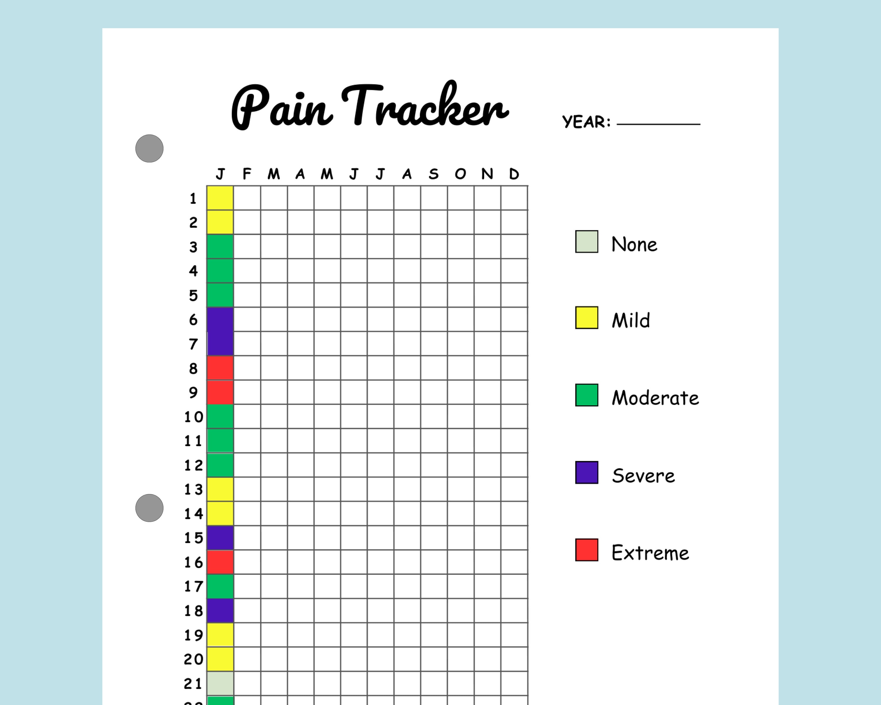 Pain Tracker Printable Daily Pain Log Pain Monitoring PDF Symptom ...