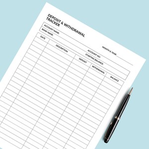 Checkbook Register Printable Check Transaction Tracker Check Ledger ...