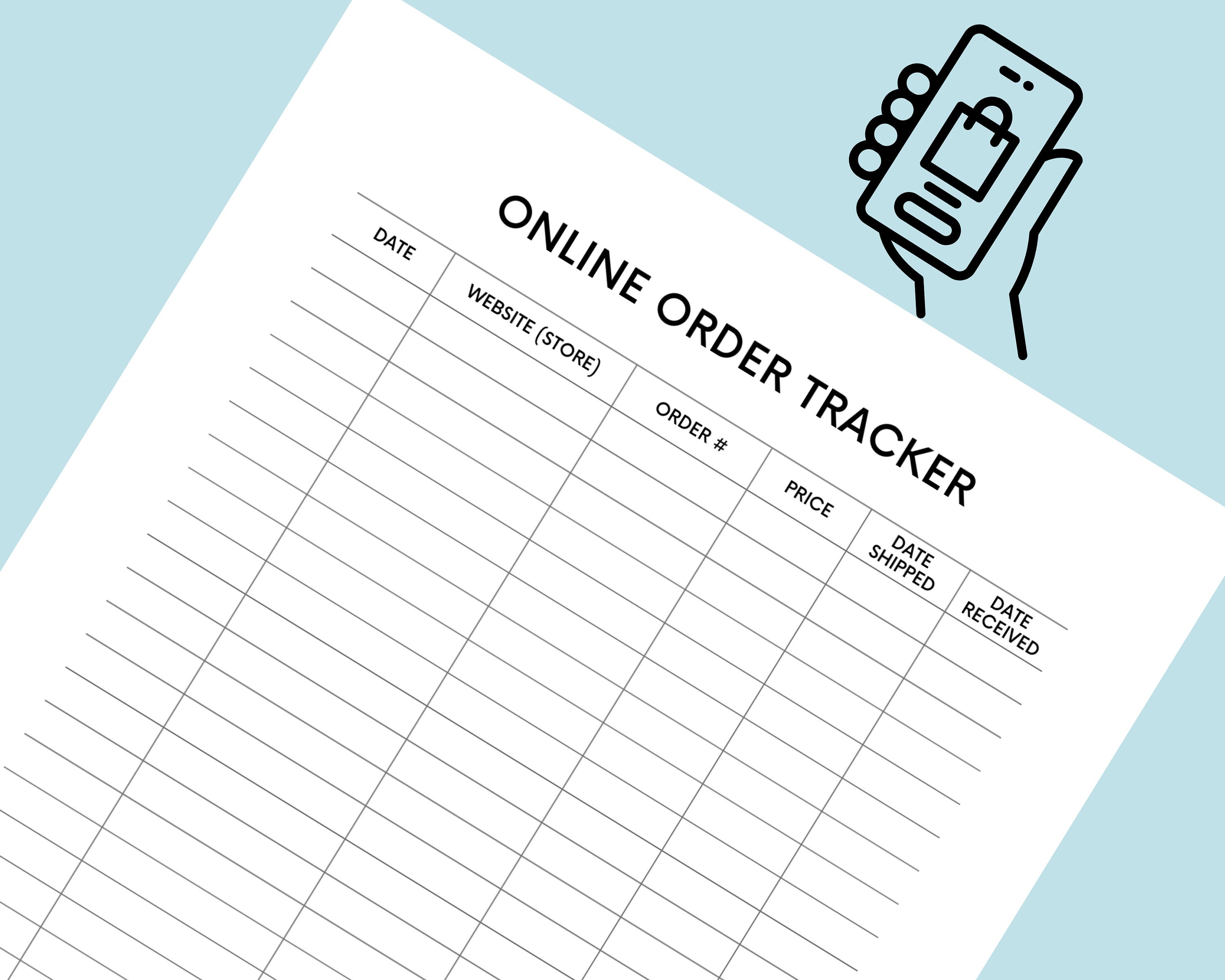 Online Order Tracker Printable Order Form Online Purchase Tracker for ...