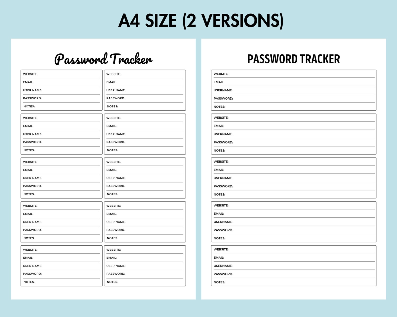 Password Tracker Printable, Password Organizer, Password Keeper ...
