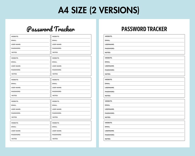 Password Tracker Printable Password Organizer PDF Password Planner ...
