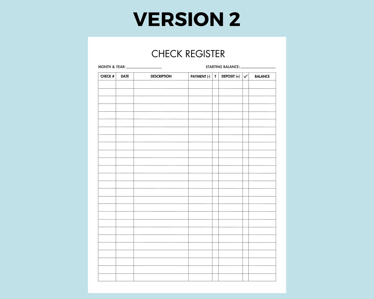 Check Register Printable for Personal Check Book and Small Business ...
