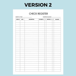 Check Register Printable for Personal Check Book and Small Business ...