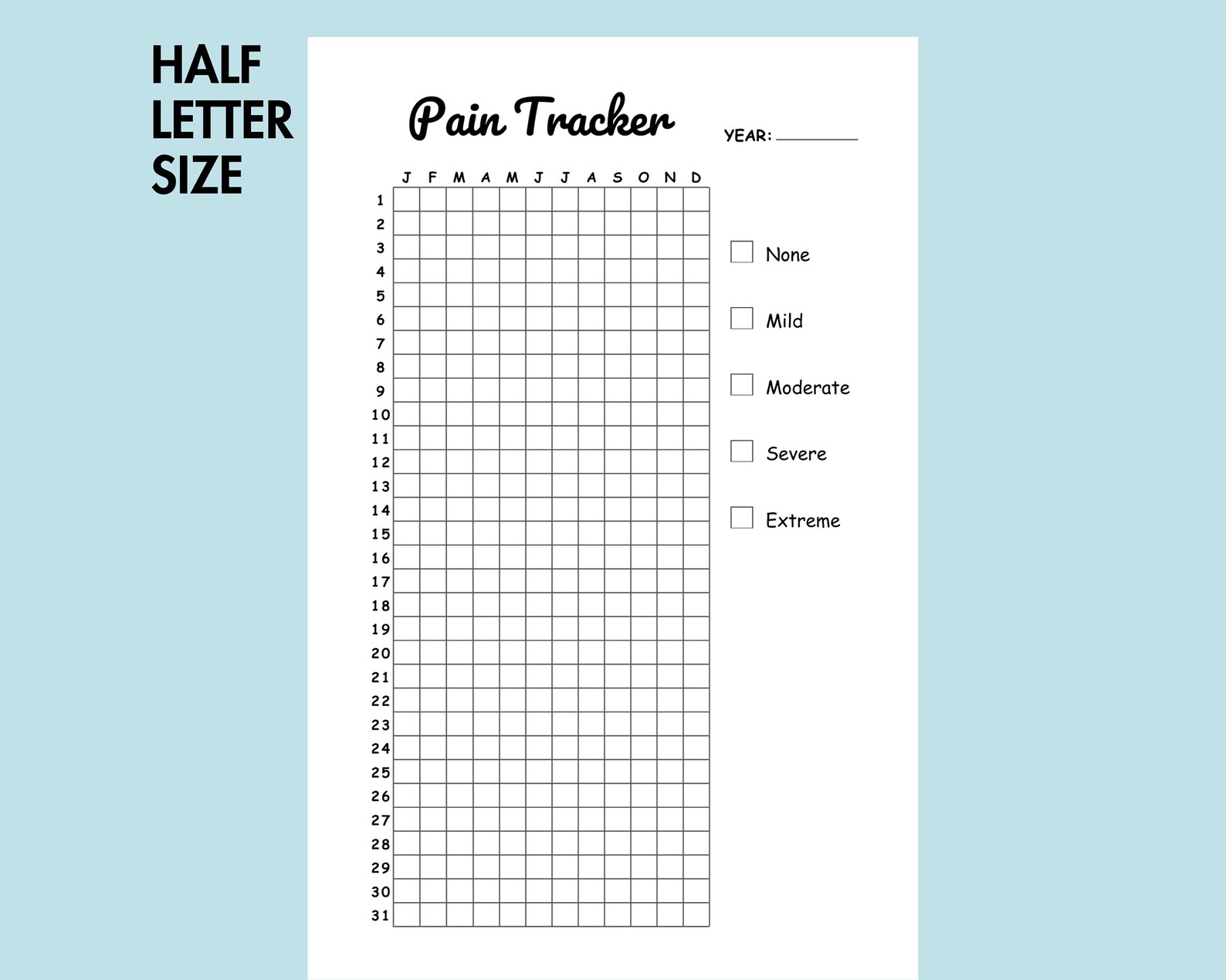 Pain Tracker Printable Daily Pain Log Pain Monitoring PDF Symptom ...