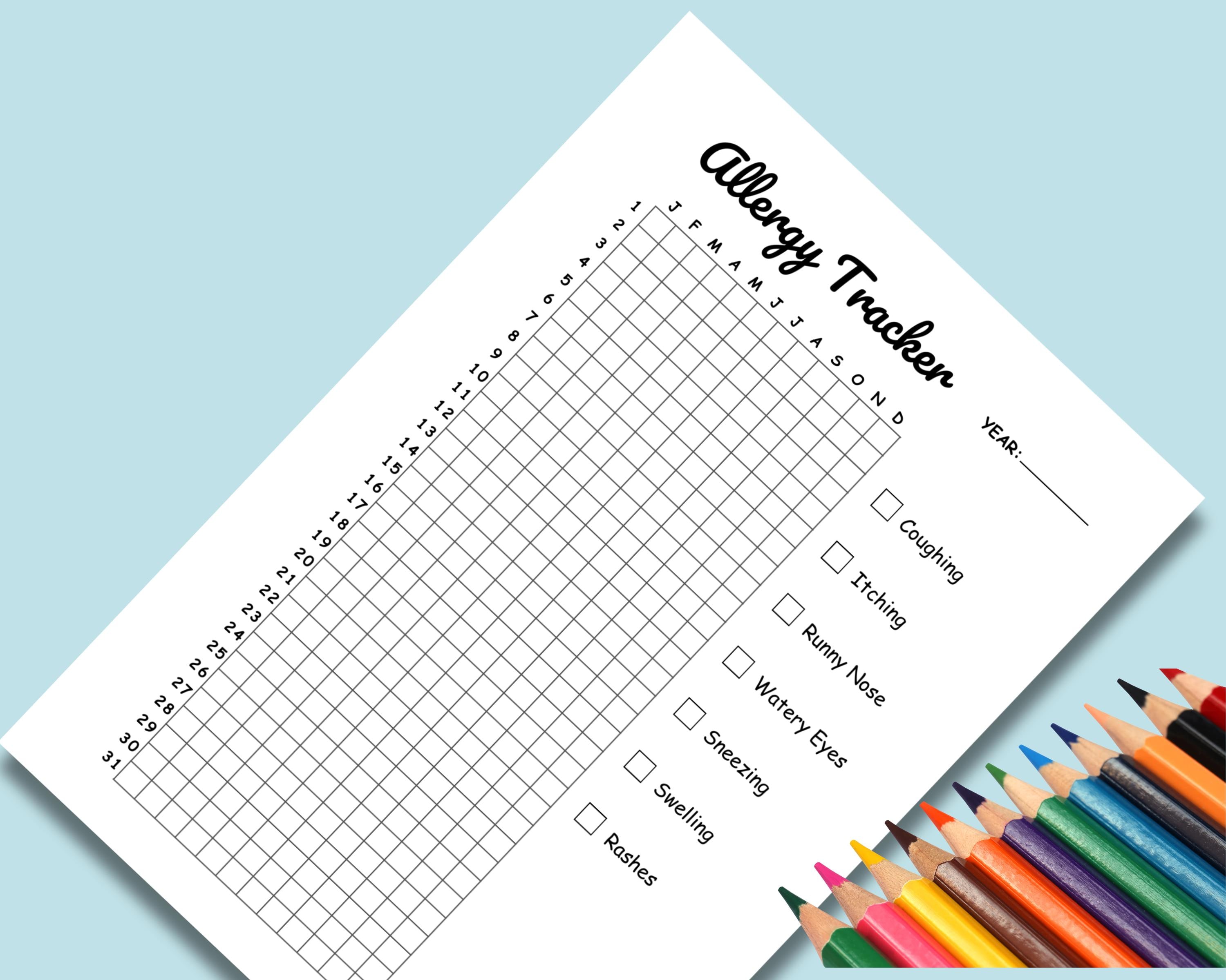 Allergy Tracker Printable Allergy Symptom Log PDF Symptom Tracker ...