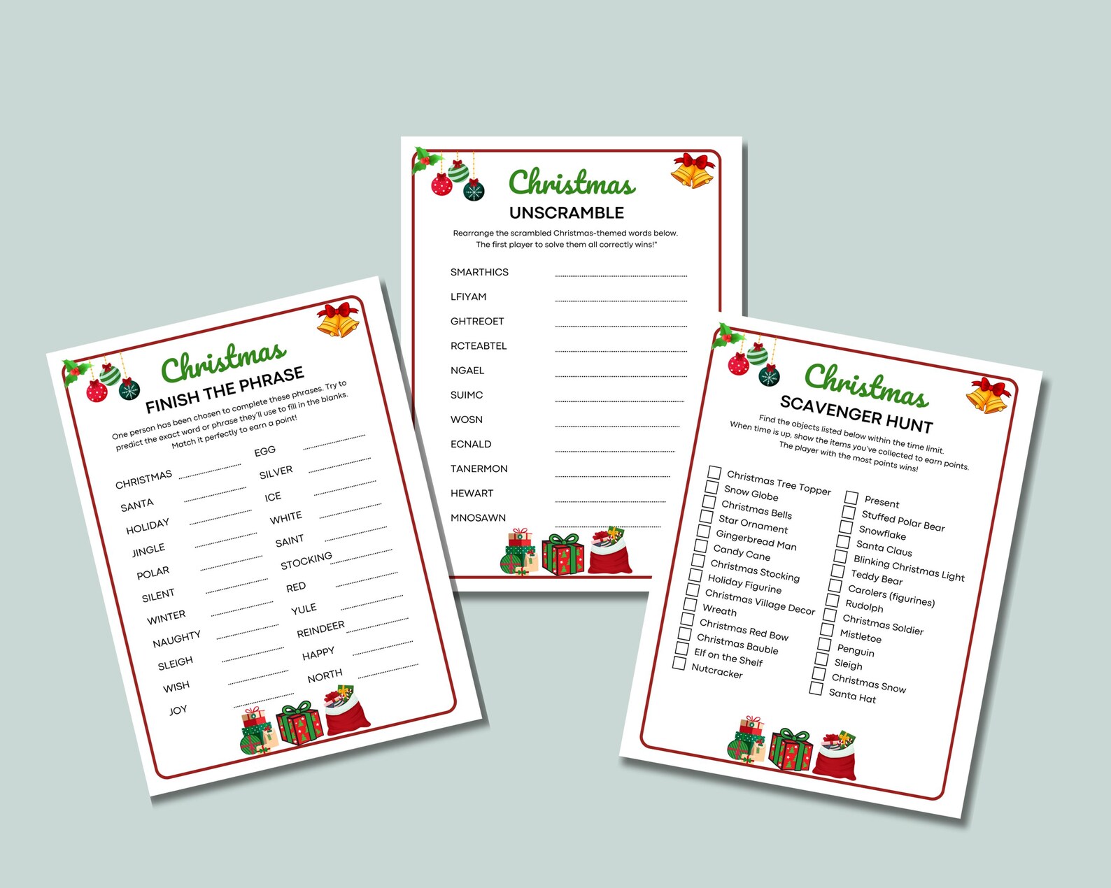 Christmas Game Bundle Printable Christmas Activity Holiday Party Game ...