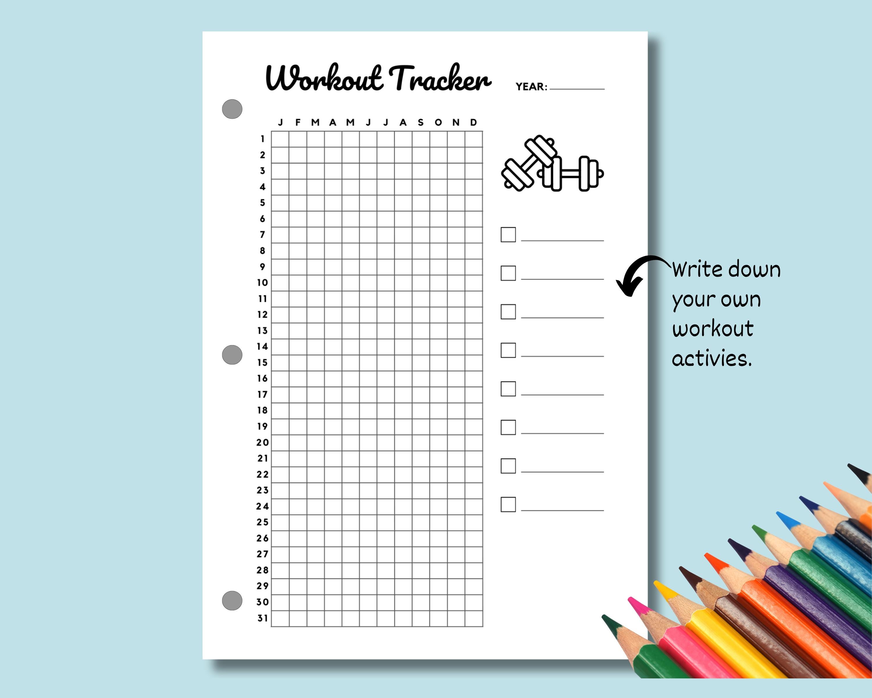 Workout Tracker Printable Workout Log PDF Exercise Journal, Fitness ...