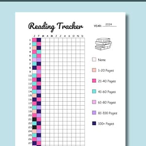 Reading Tracker Printable Journal Page Daily Yearly Reading Log ...