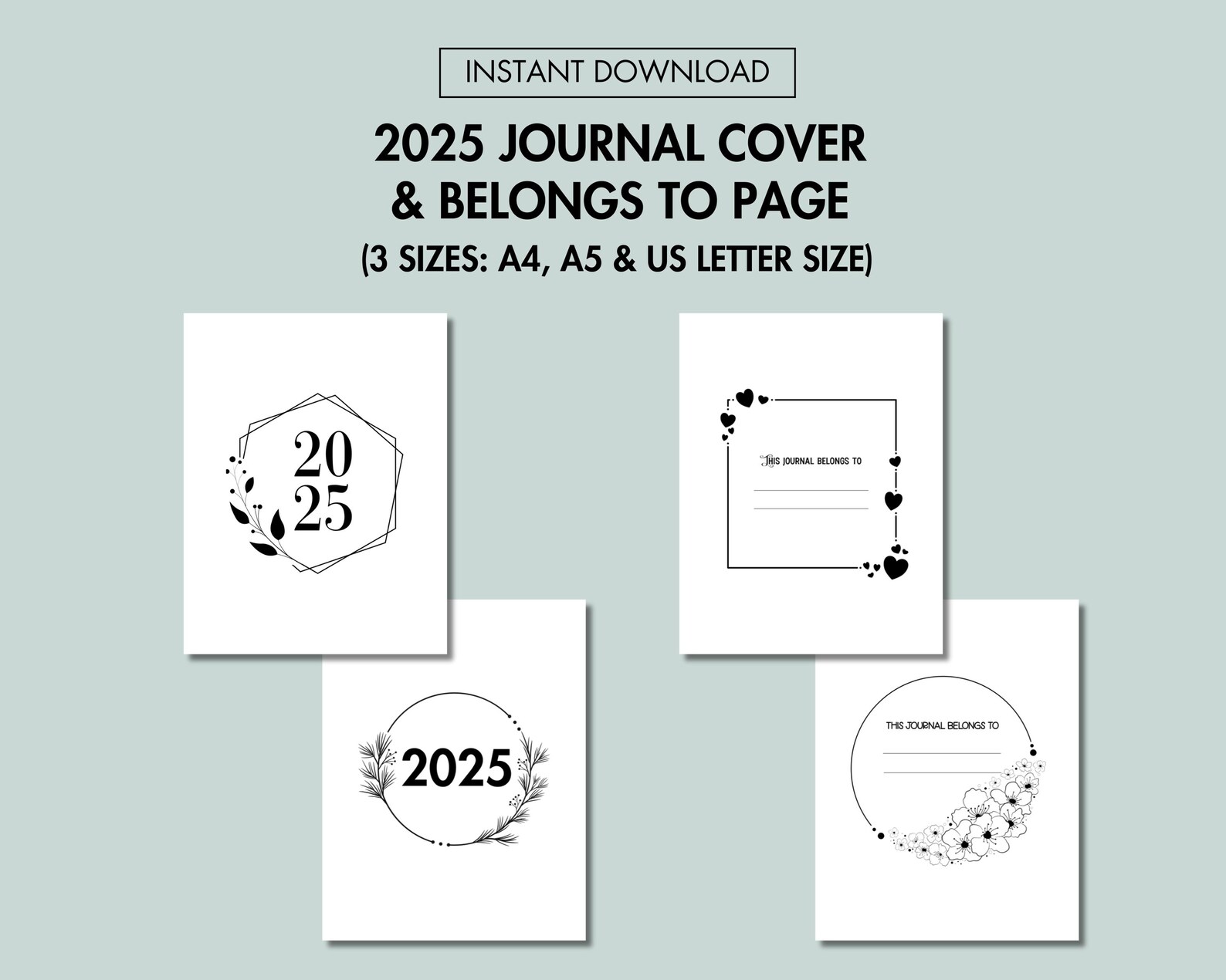 2025 Journal Cover Page Printable 2025 Planner Title Page, This Journal ...