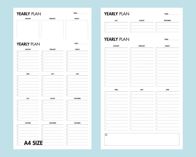 Yearly Planner Printable Yearly Overview, Undated Year Planner, Yearly ...