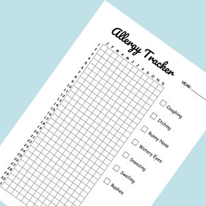 Allergy Tracker Printable Allergy Symptom Log PDF Symptom Tracker ...