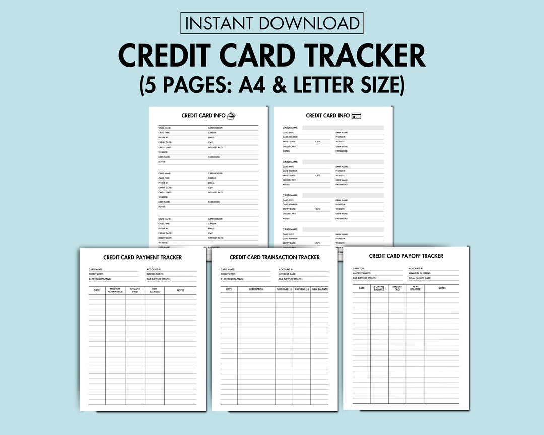 Credit Card Payment Tracker, Credit Card Transaction Tracker & Payoff ...